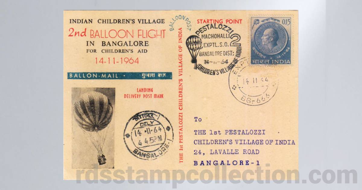 1964: A Foundation in the Sky – 2nd Balloon Mail Flight from Bangalore ...